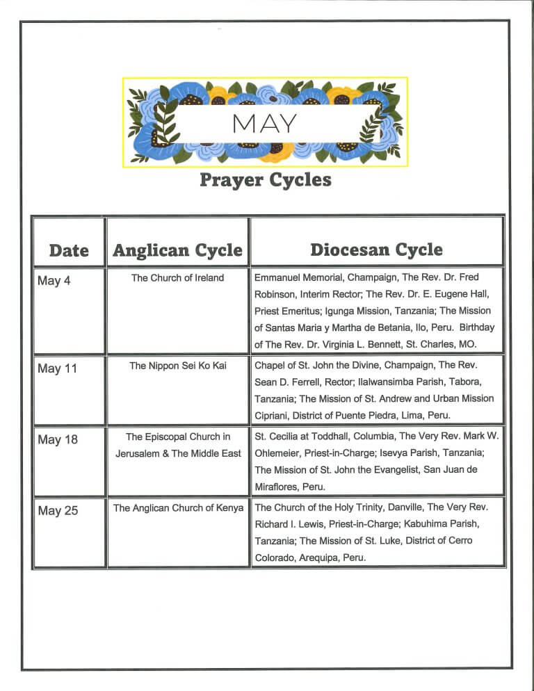 MAY PRAYER CYCLES - Christ Church