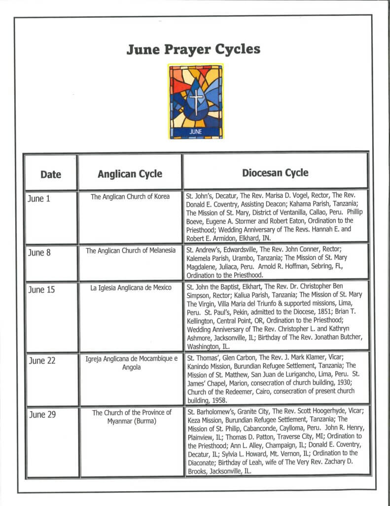 JUNE PRAYER CYCLES - Christ Church
